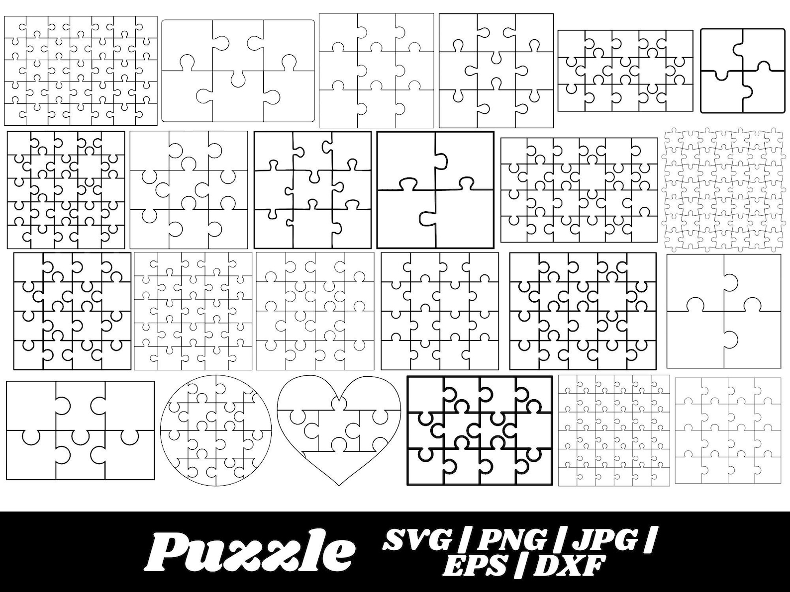 Puzzle Svg Bundle,jigsaw Puzzle Templates Bundle,laser Cut Jigsaw ...