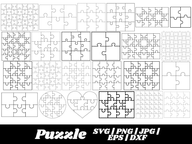 Puzzle Svg Bundle,jigsaw Puzzle Templates Bundle,laser Cut Jigsaw ...