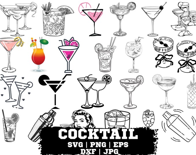 Cocktail SVG Bundle, Cocktail PNG Bundle, Cocktail Clipart, Cocktail ...