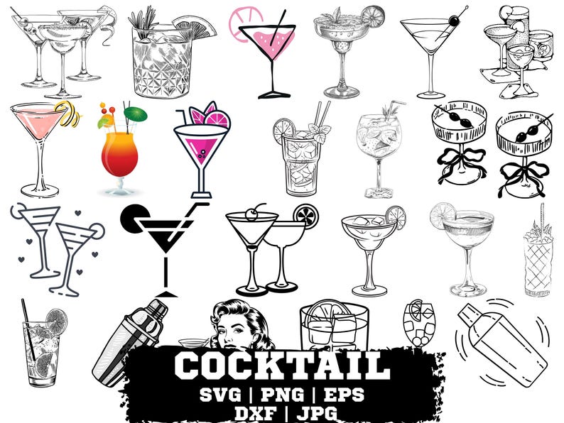 Cocktail Clipart SVG Bundle: Drink Graphics for Cricut (digital ...