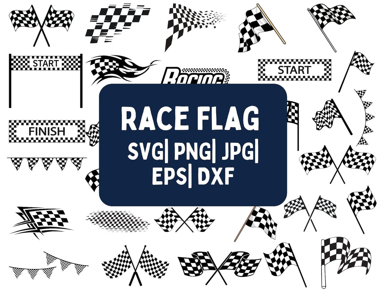 Checkered Race Flag SVG Bundle: Racing Cut Files (digital Download) - Etsy