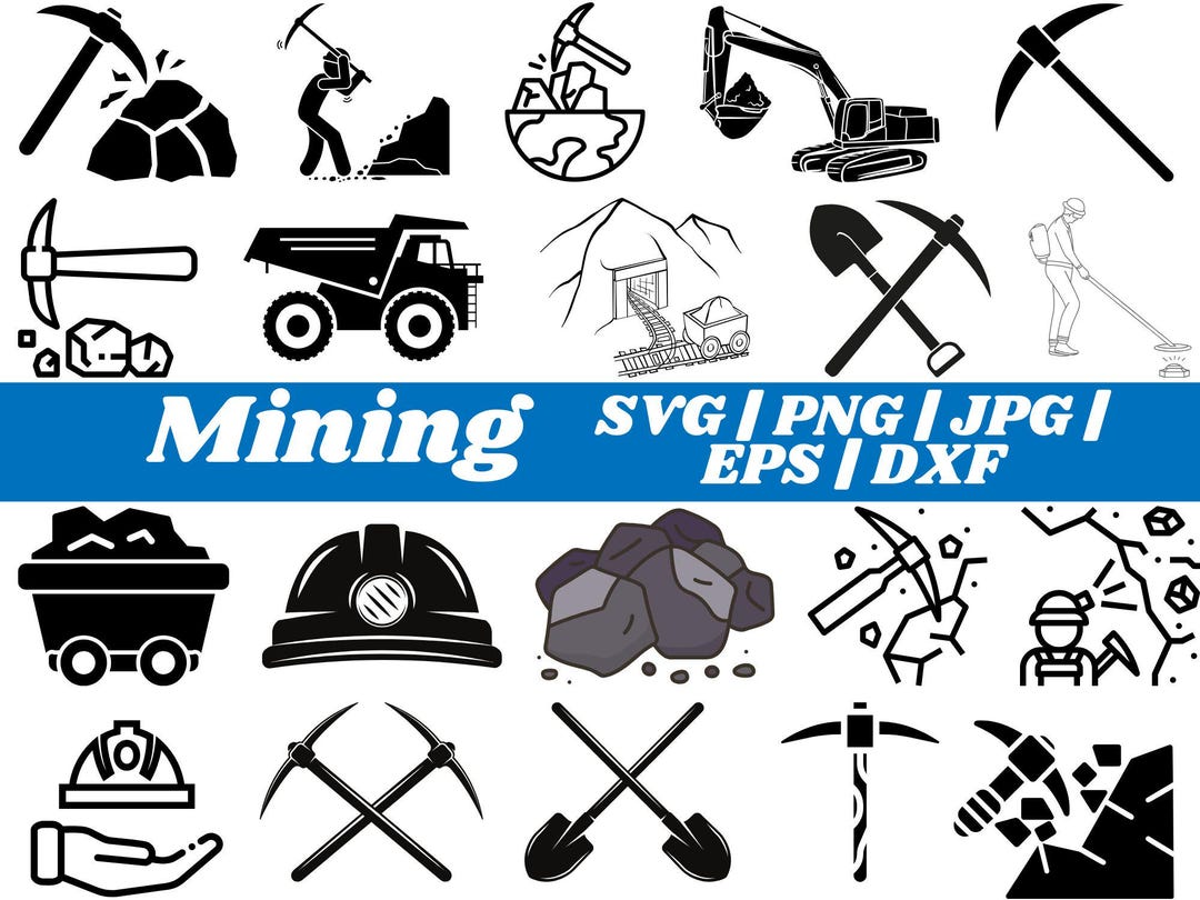Mining Bundle Svg, Miner Digital Files, Mining Tools Vector, Pickaxe ...