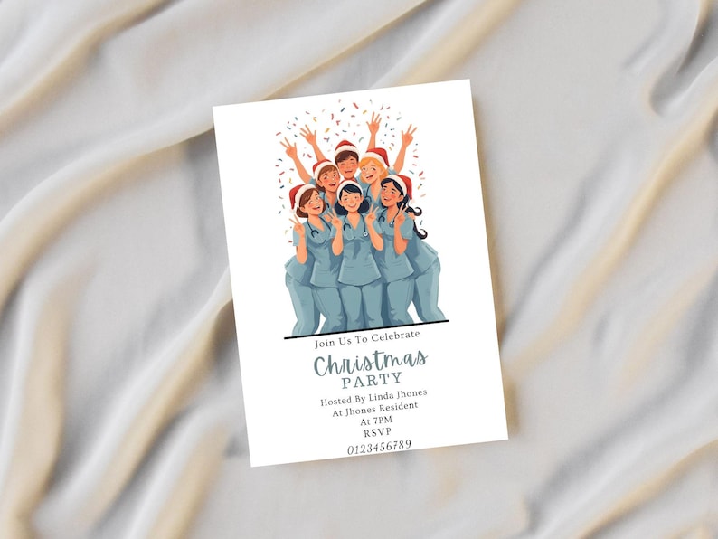 Nurses Christmas Party Invitation | Editable Holiday Invite (digital ...