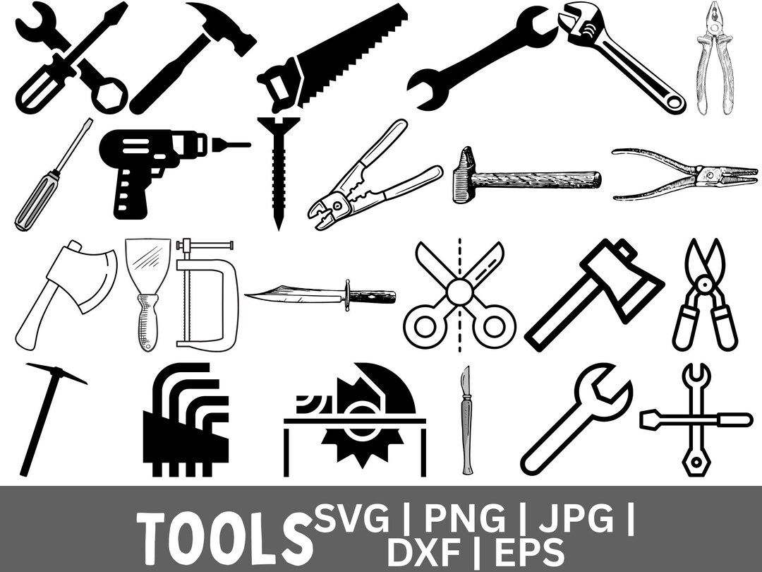 Mechanic Tools SVG Bundle: Clipart, Silhouette, Vector (digital ...