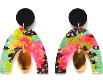 Colorful Arch Earring Abstract Art Geometric Earrings Arch | Etsy