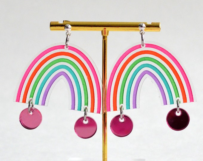 Pastel Rainbow Earrings, Laser Cut Earrings, Acrylic Rainbow Earrings ...