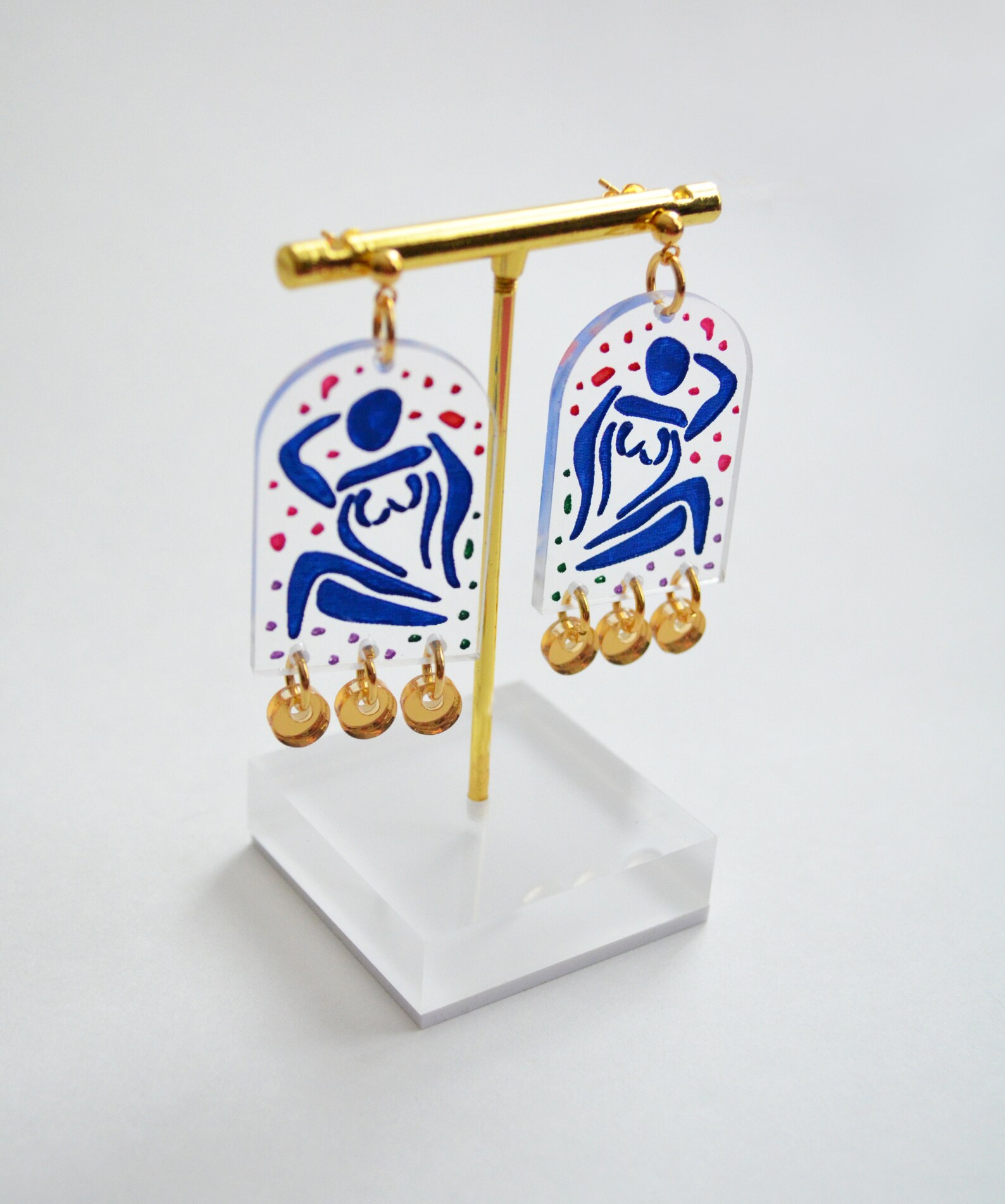 Female Body Dangle Women Body Earring Blue Lady Earring | Etsy