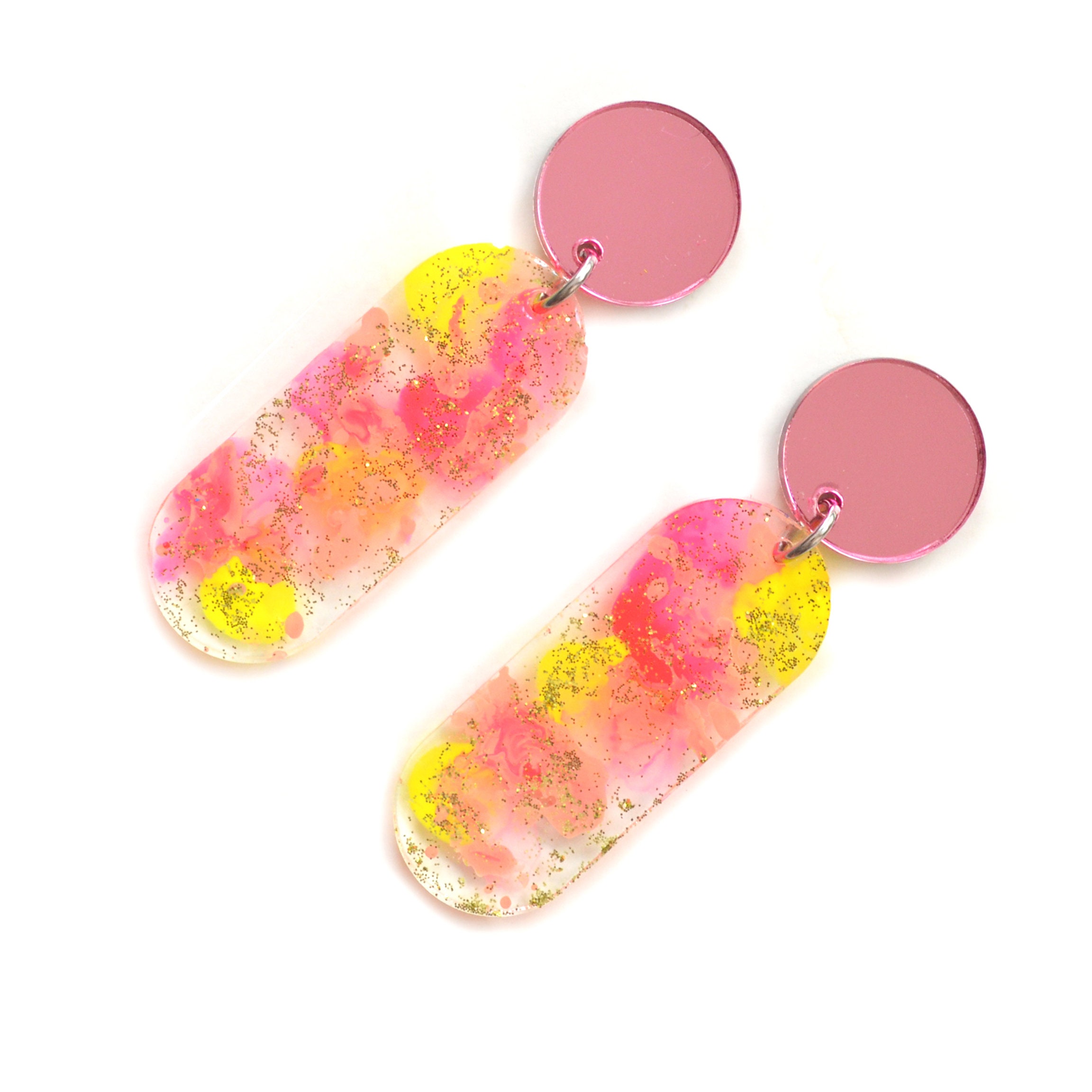 Abstract Art Earring Resin Earrings Pink Earring Dangle | Etsy