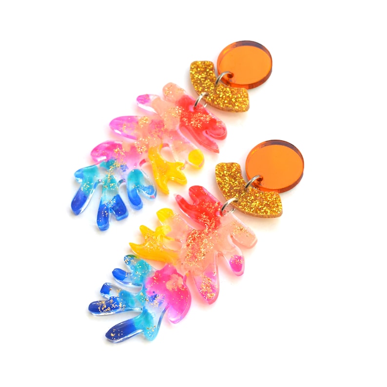 Resin Earrings, Acrylic Statement Earrings, Botanical Earring, Acrylic ...