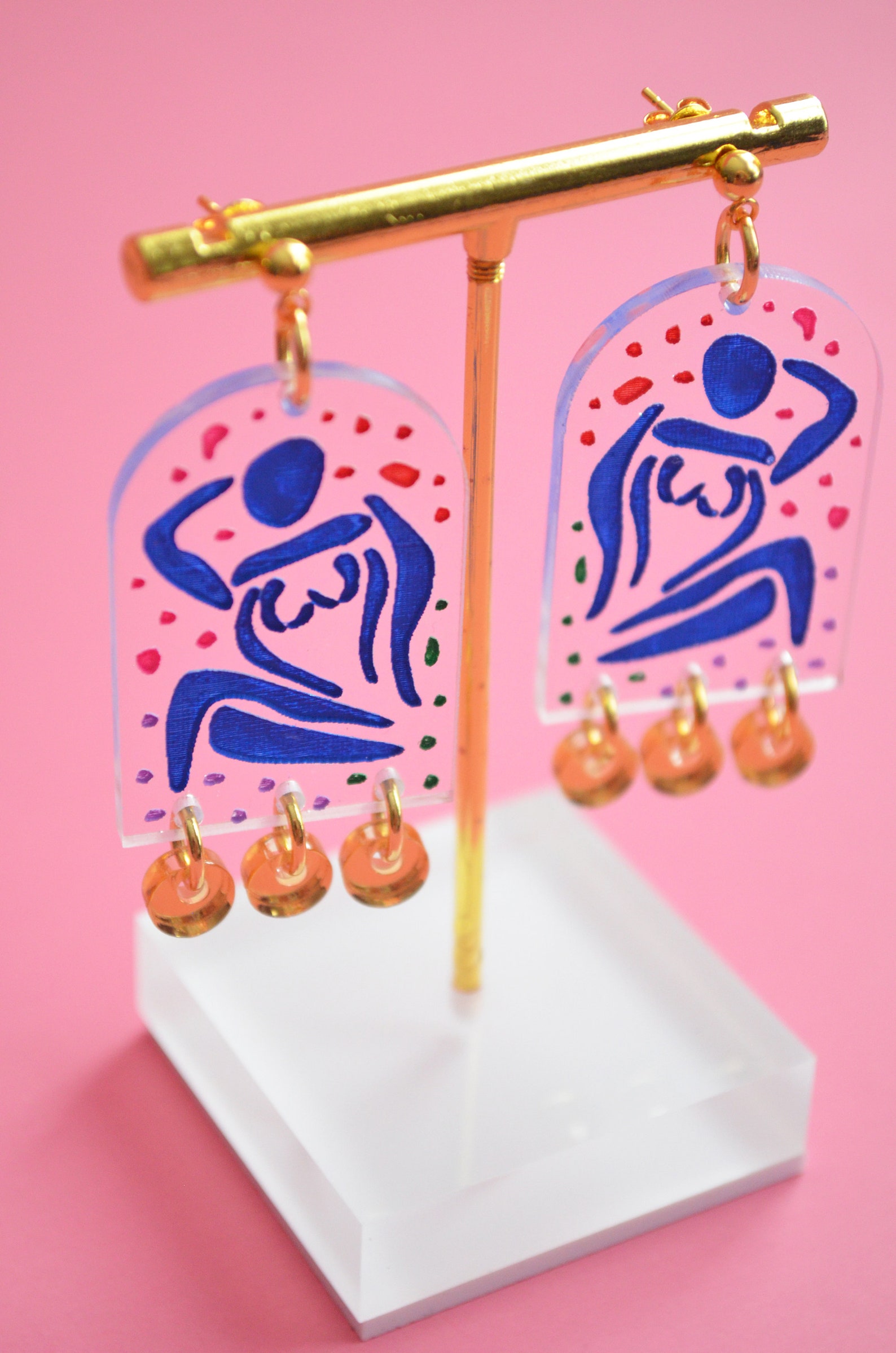 Female Body Dangle Women Body Earring Blue Lady Earring | Etsy