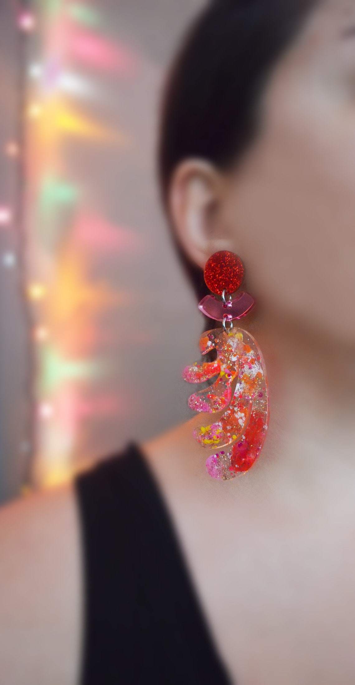 Abstract Shape Earring Laser Cut Earring Pink Acrylic | Etsy