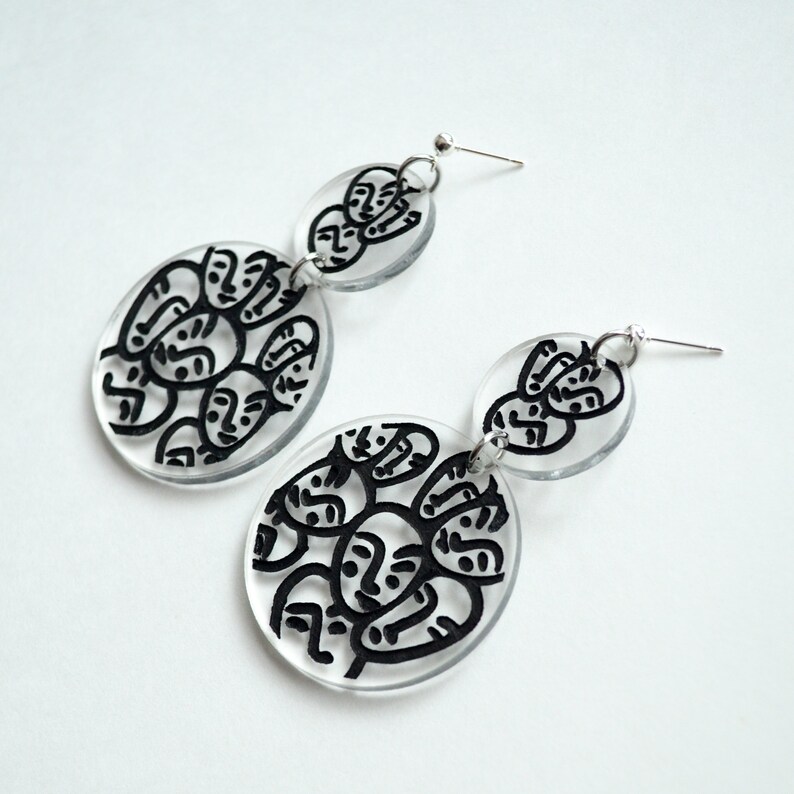 Abstract Face Earrings Clear Acrylic Earrings Statement - Etsy