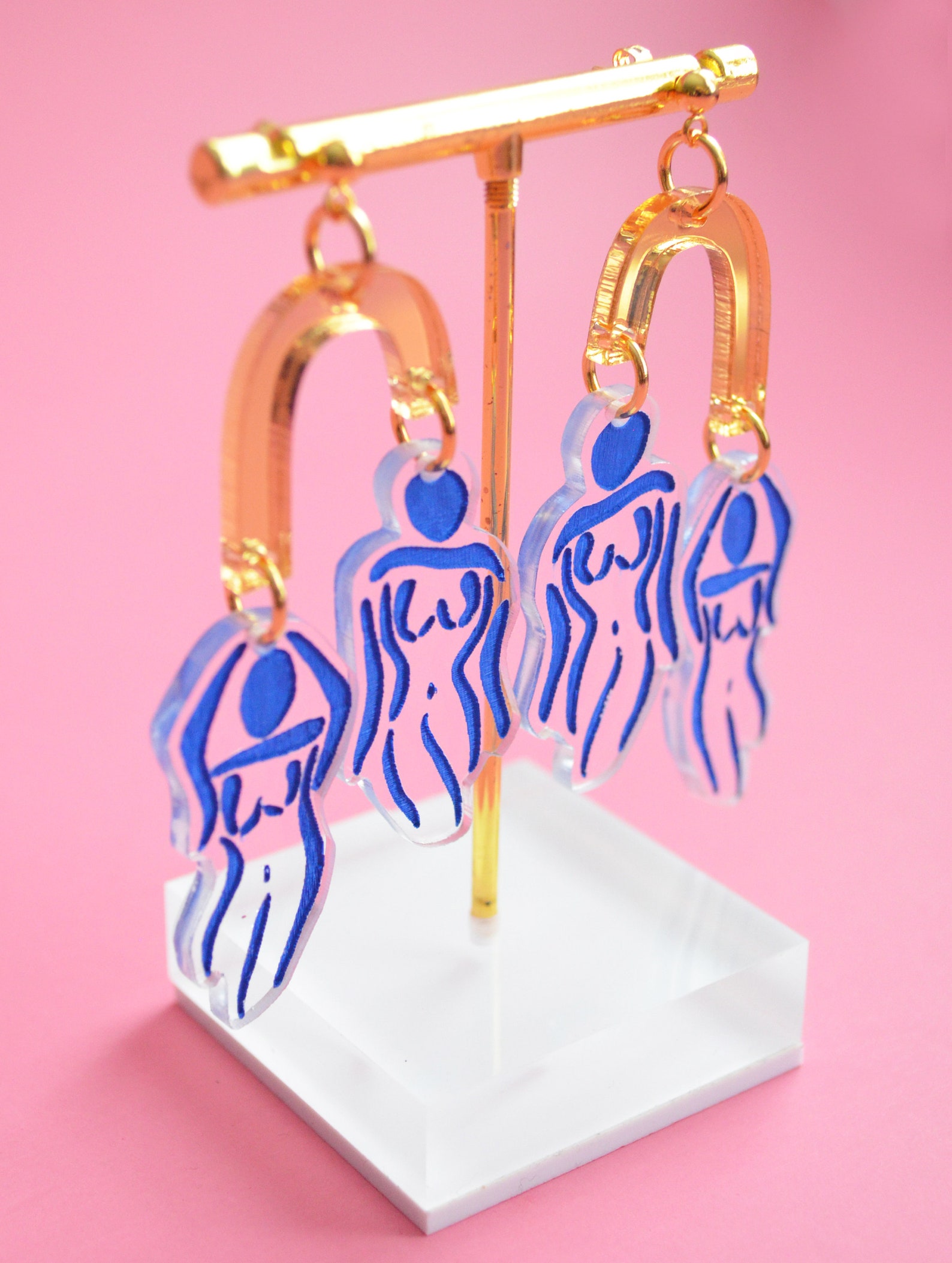 Blue Lady Women's Body Earring, Lady Figure Earring, Feminine Earring ...