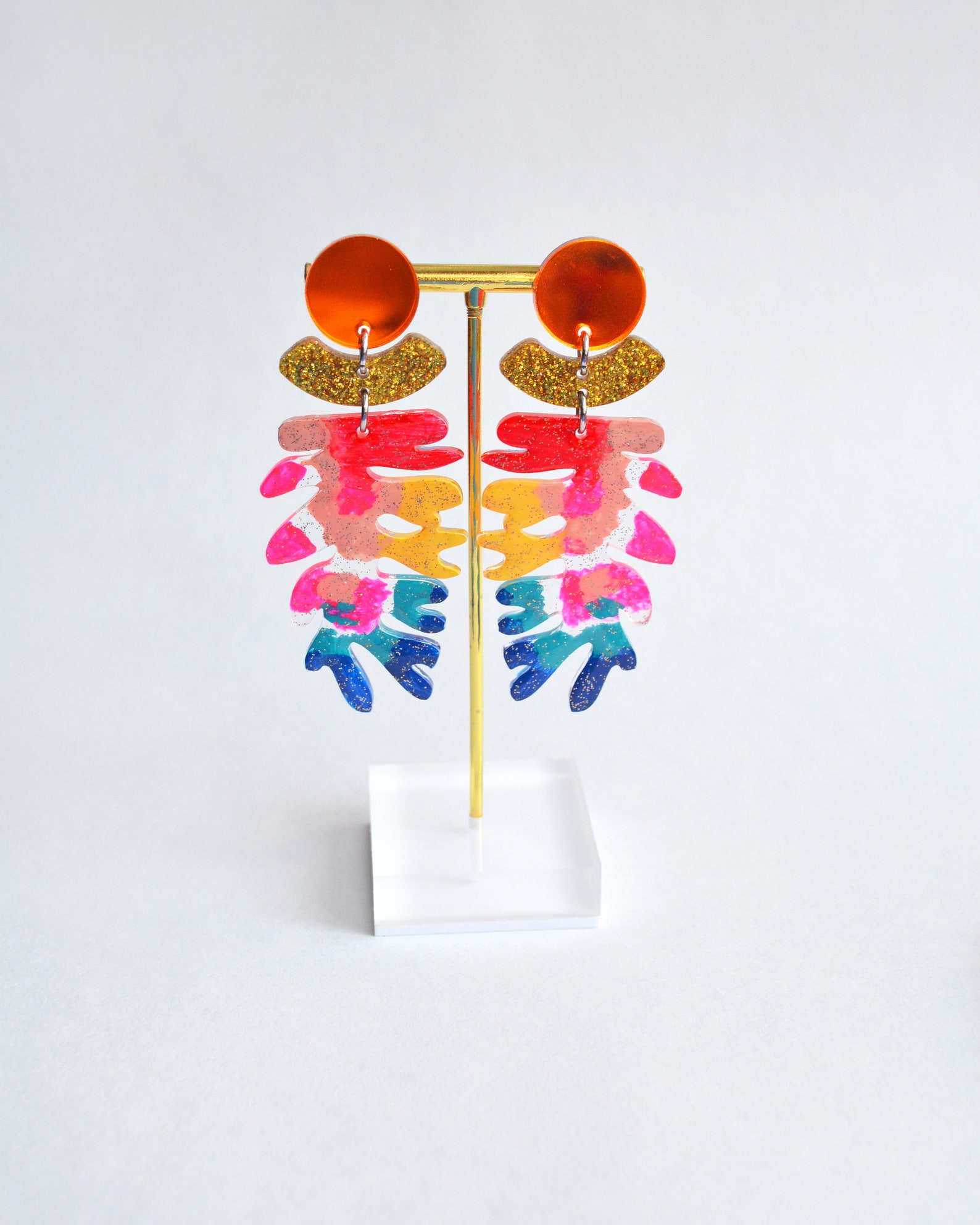 Resin Earrings, Acrylic Statement Earrings, Botanical Earring, Acrylic ...