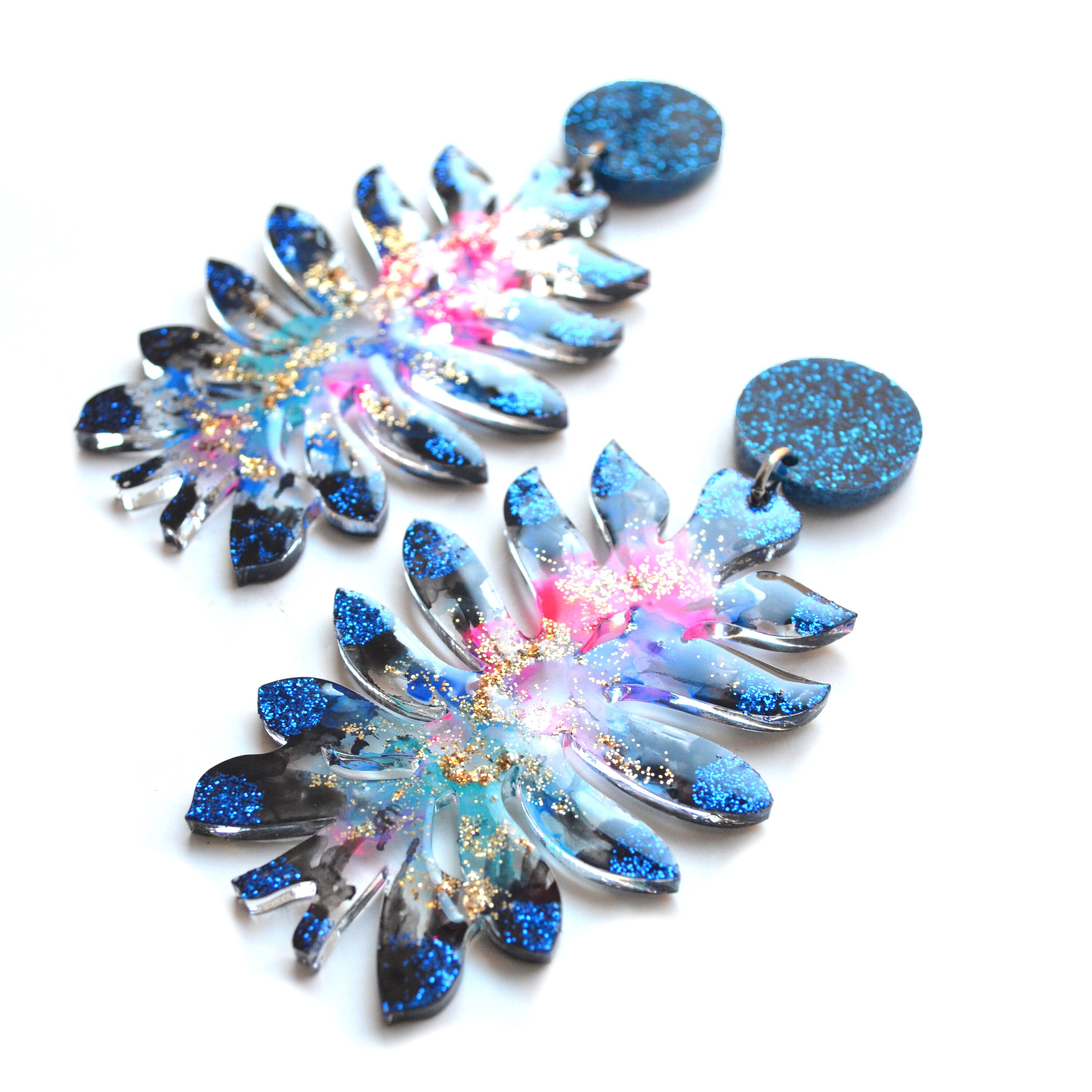 Flower Earring Glitter Acrylic Earrings Statement Earring | Etsy