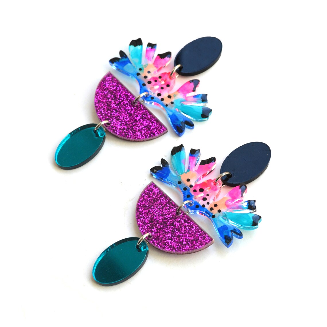 Resin Earring Acrylic Earring Statement Earring Petal - Etsy