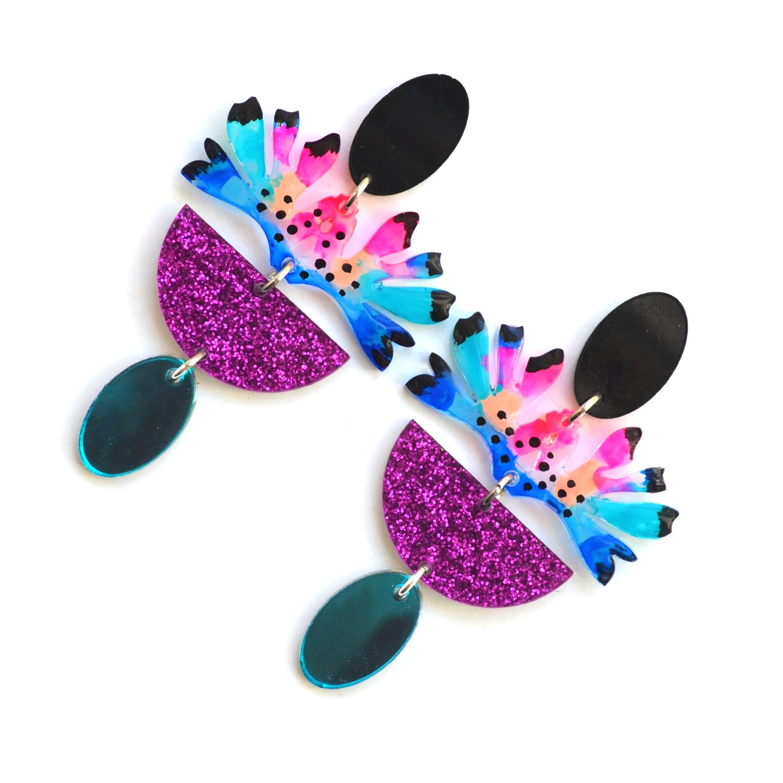 Resin Earring Acrylic Earring Statement Earring Petal - Etsy