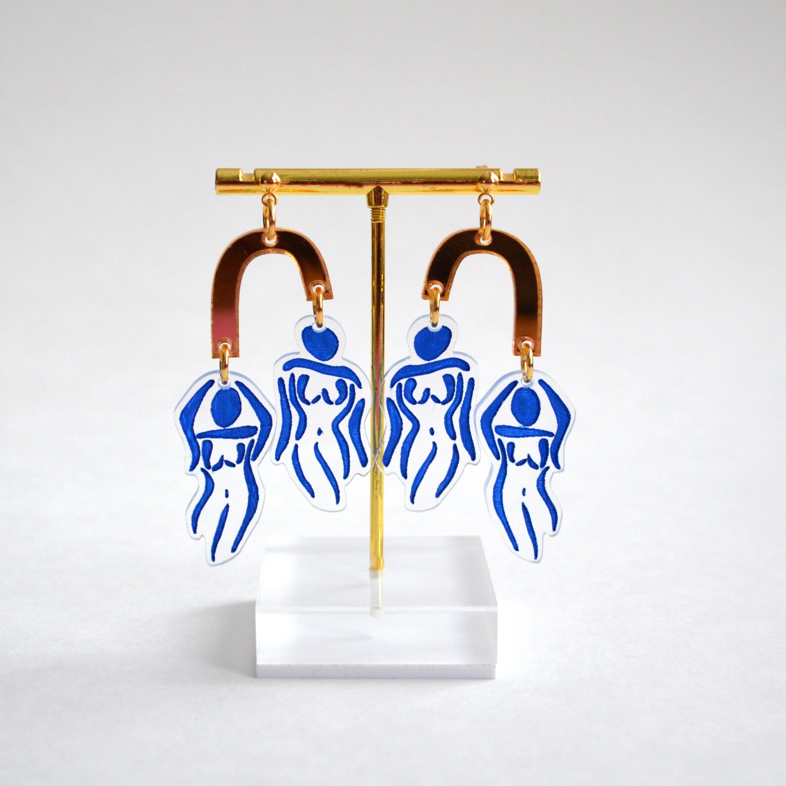 Blue Lady Women's Body Earring, Lady Figure Earring, Feminine Earring ...