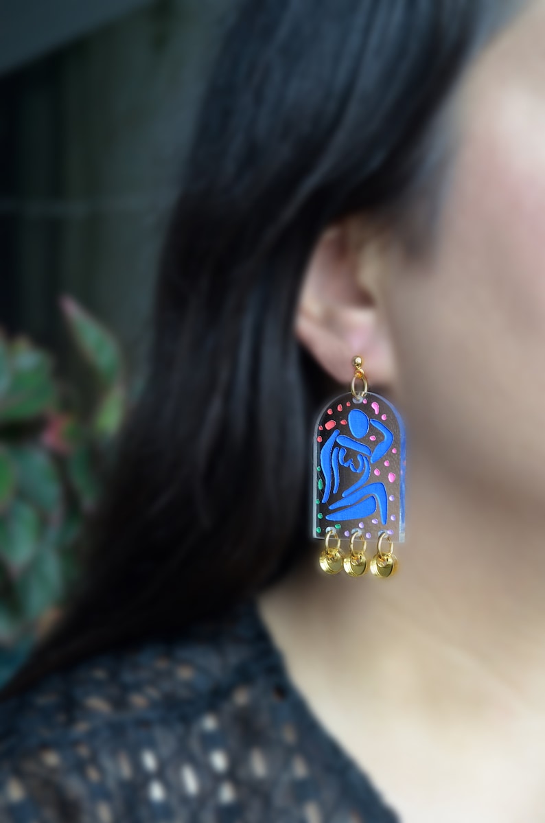 Female Body Dangle Women Body Earring Blue Lady Earring | Etsy