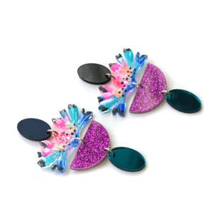 Resin Earring, Acrylic Earring, Statement Earring, Petal Earring, Leaf ...