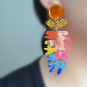 Resin Earrings, Acrylic Statement Earrings, Botanical Earring, Acrylic ...