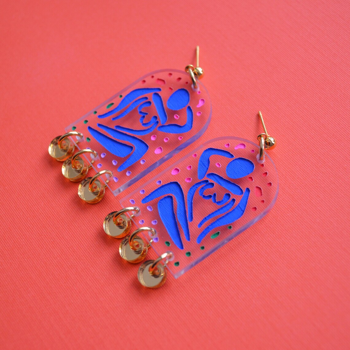 Female Body Dangle Women Body Earring Blue Lady Earring | Etsy