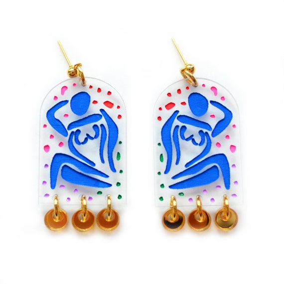 Female Body Dangle Women Body Earring Blue Lady Earring | Etsy