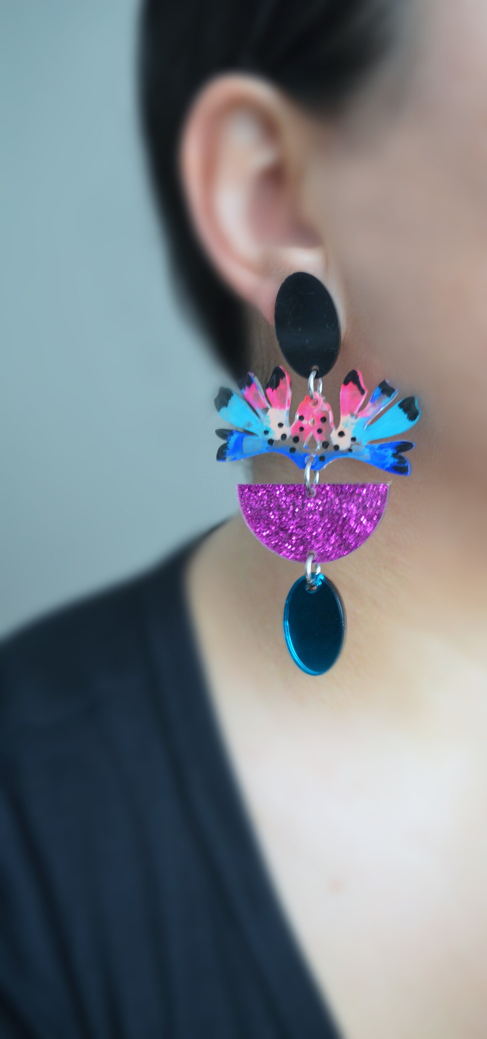 Resin Earring Acrylic Earring Statement Earring Petal | Etsy