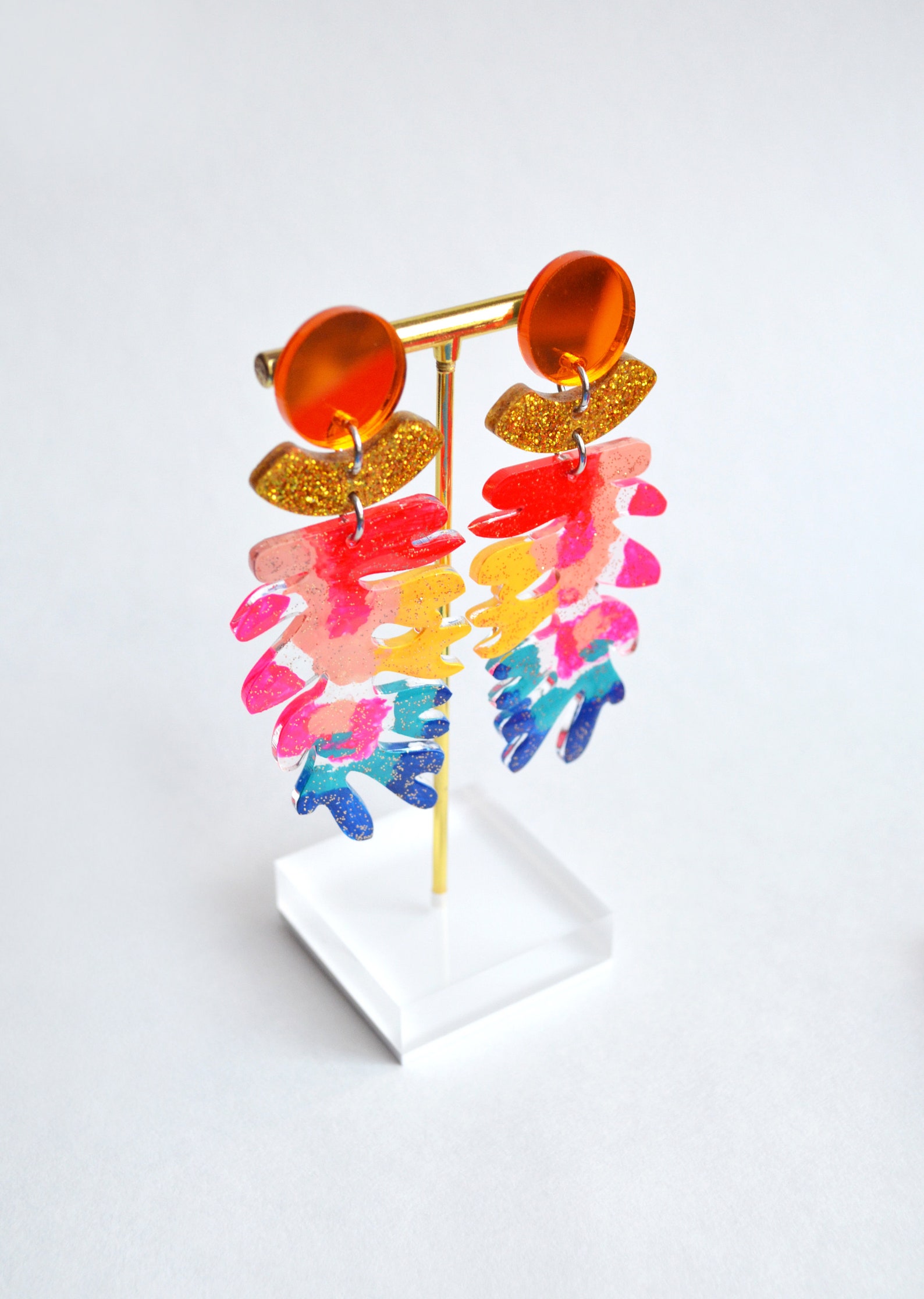 Resin Earrings, Acrylic Statement Earrings, Botanical Earring, Acrylic ...