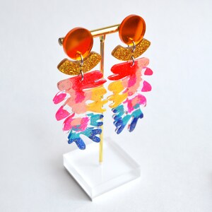 Resin Earrings, Acrylic Statement Earrings, Botanical Earring, Acrylic ...