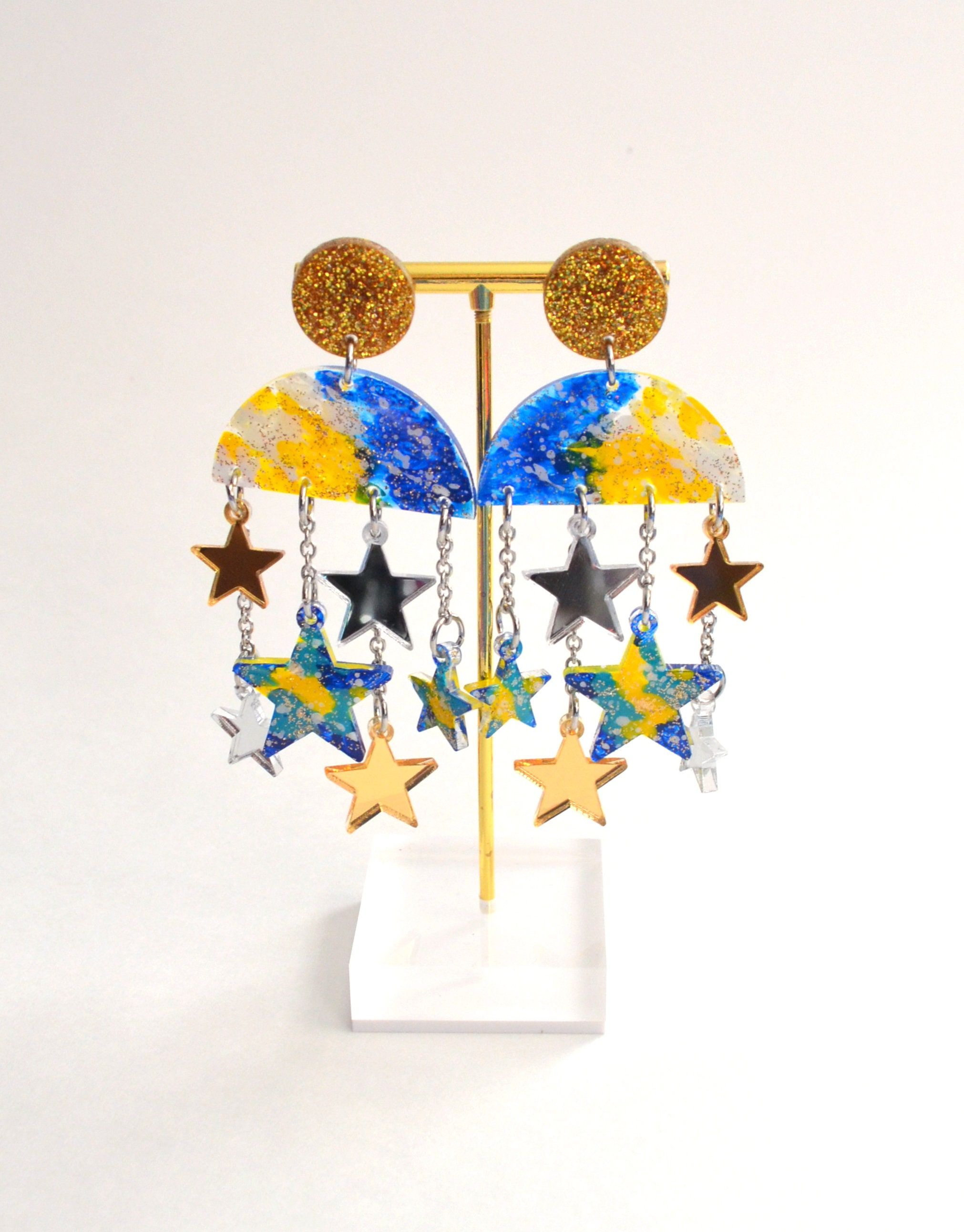 Star Earring Acrylic Earring Statement Earrings Moon | Etsy