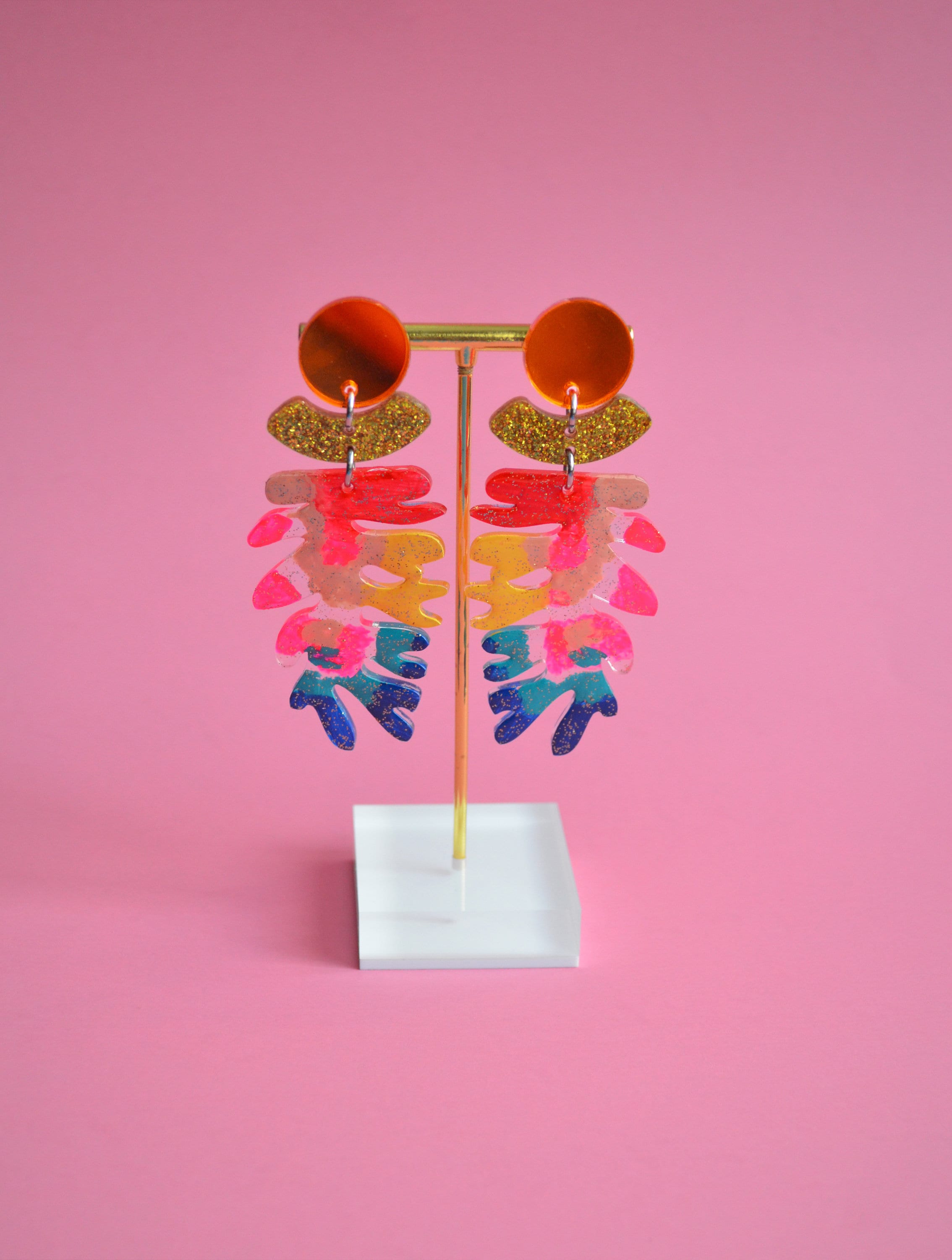 Resin Earrings, Acrylic Statement Earrings, Botanical Earring, Acrylic ...