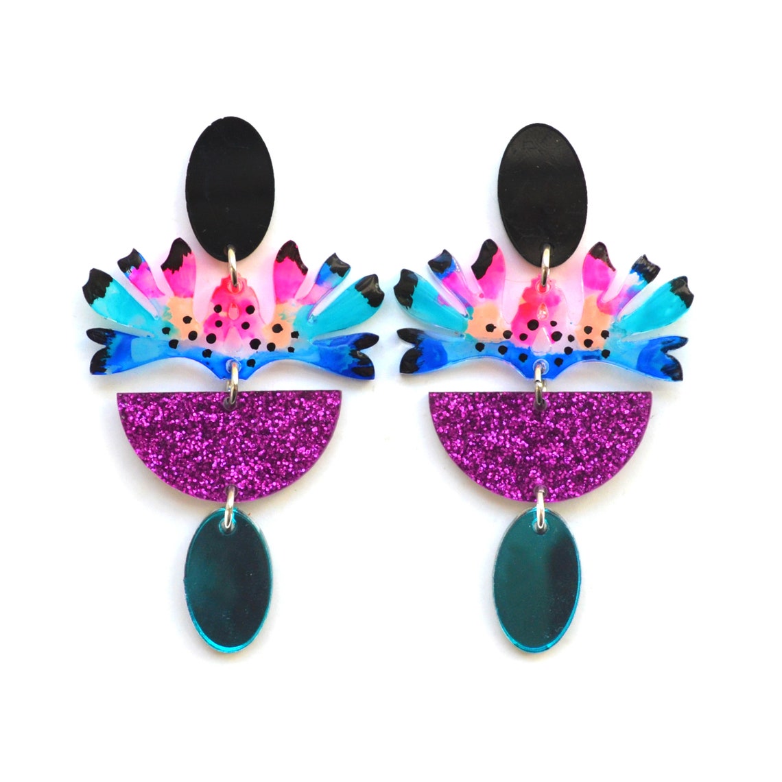 Resin Earring Acrylic Earring Statement Earring Petal - Etsy