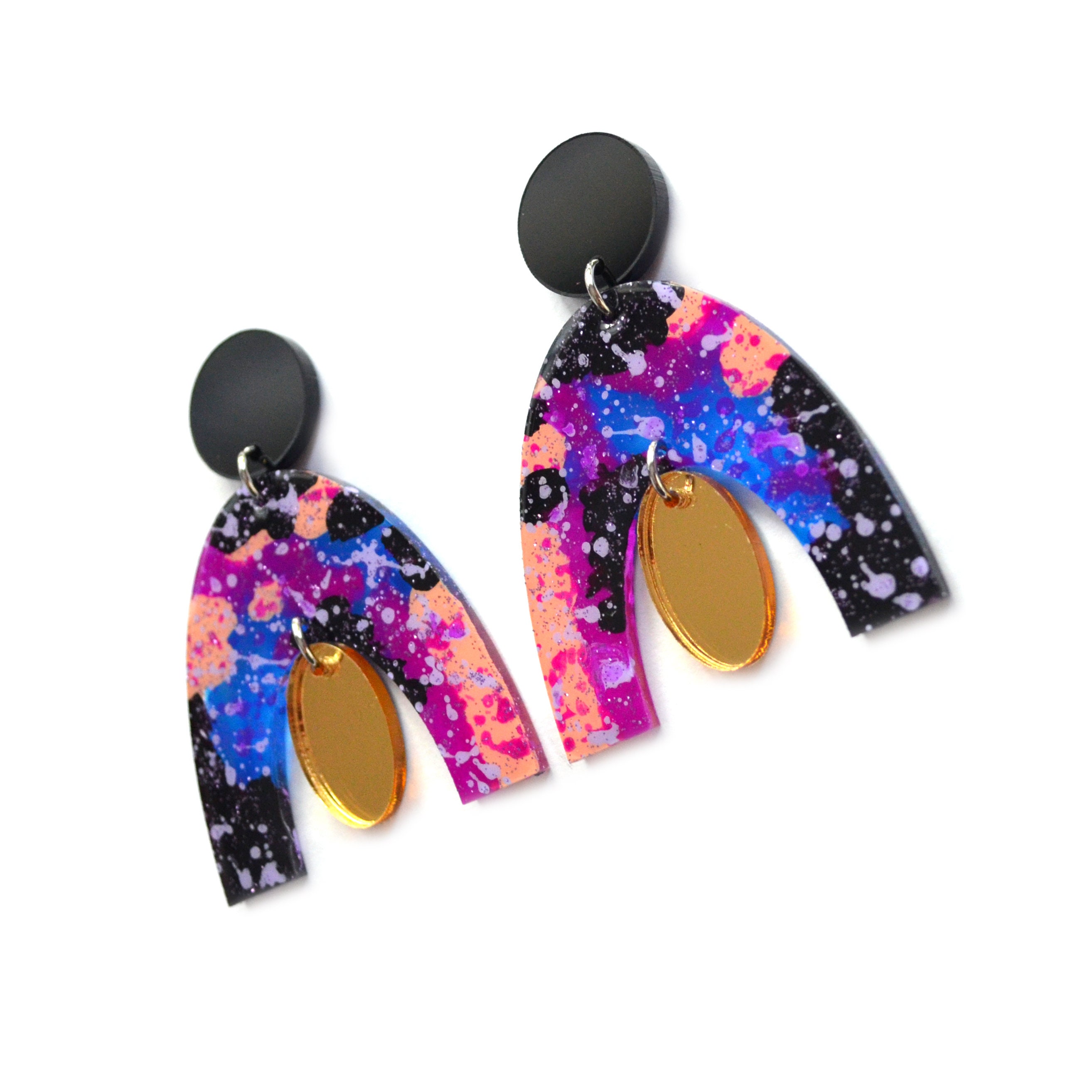 Colorful Arch Earring Abstract Art Geometric Earrings Arch | Etsy