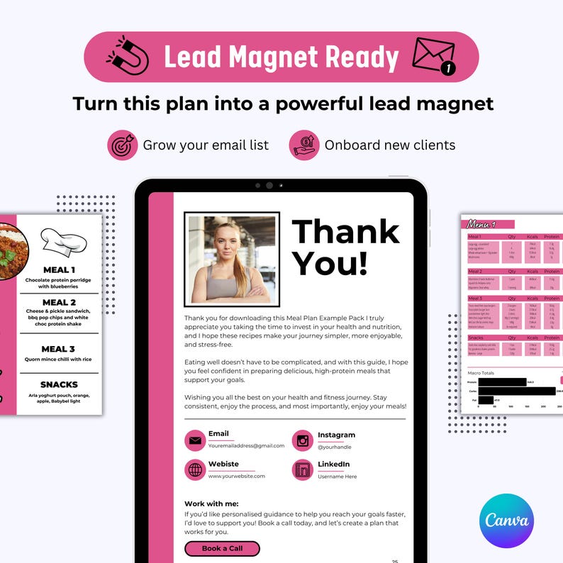Editable Vegetarian Meal Plan | Canva Template for Fitness & Online ...