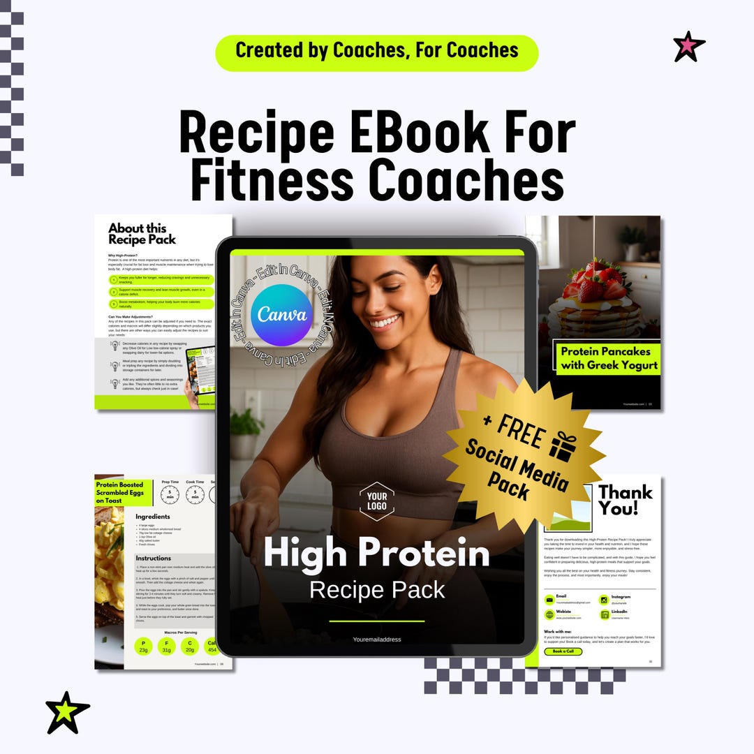 High Protein Recipe Pack, Rebrandable Lead Magnet for Fitness Coaches ...