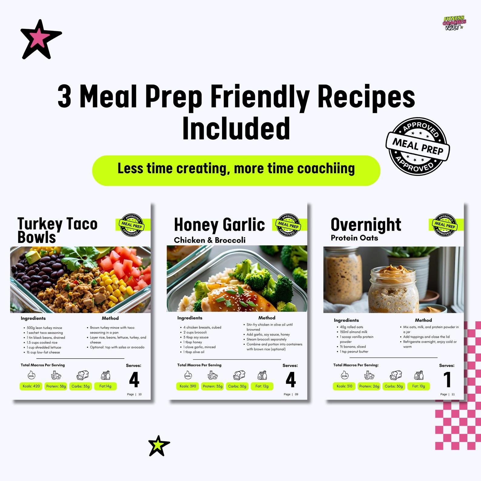 Meal Prep Guide Canva Template: High Protein Recipes for Coaches ...
