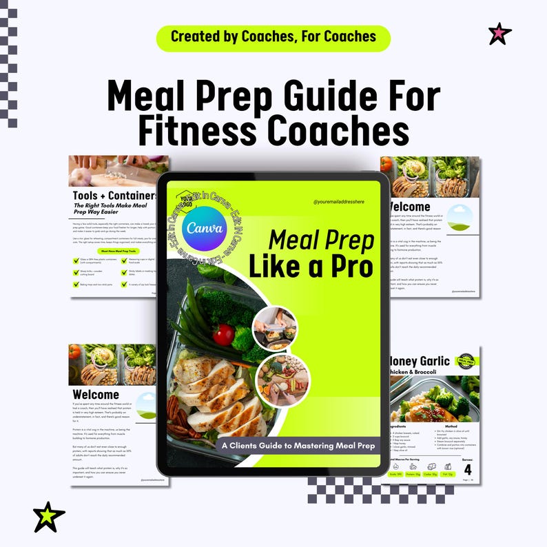 Meal Prep Guide Canva Template: High Protein Recipes for Coaches ...