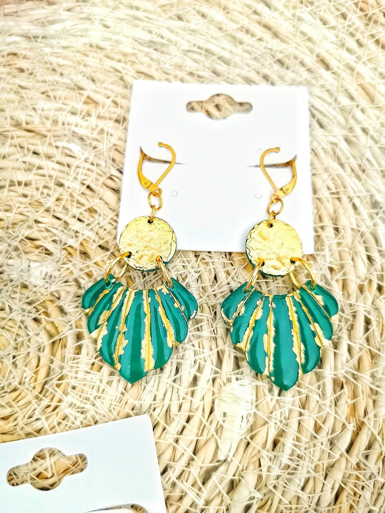 Green and Gold Christmas Collection - Polymer Clay and Stainless Steel ...