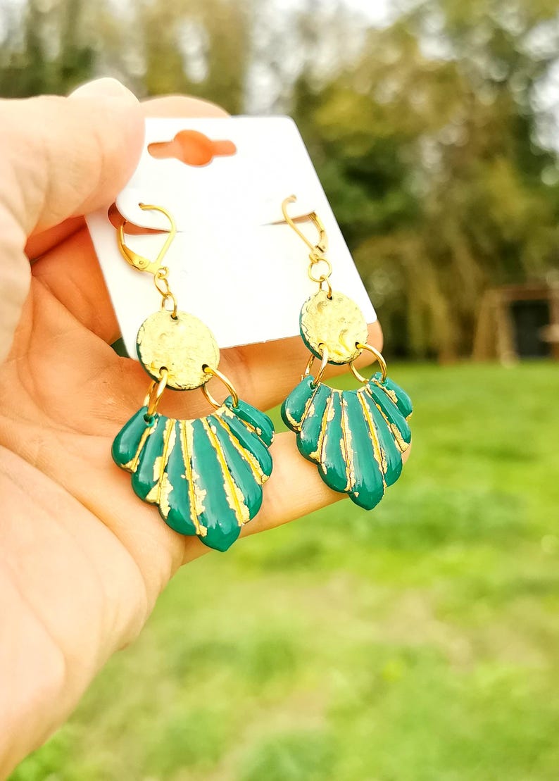 Green and Gold Christmas Collection - Polymer Clay and Stainless Steel ...