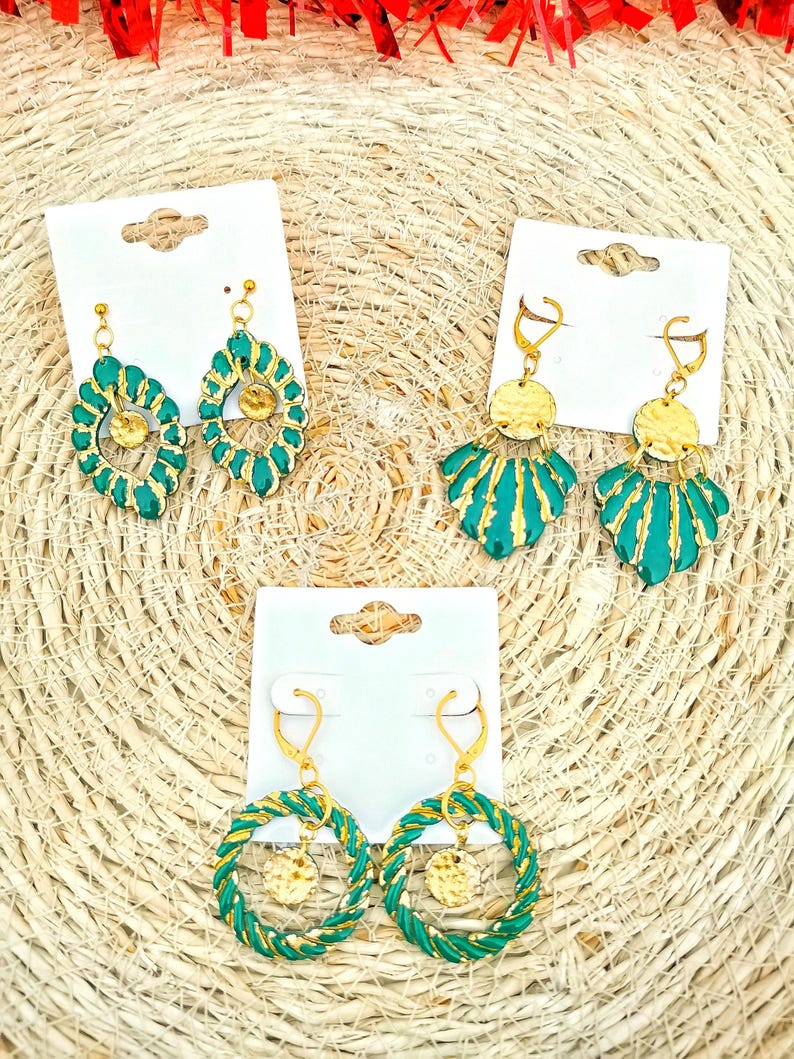 Green and Gold Christmas Collection - Polymer Clay and Stainless Steel ...