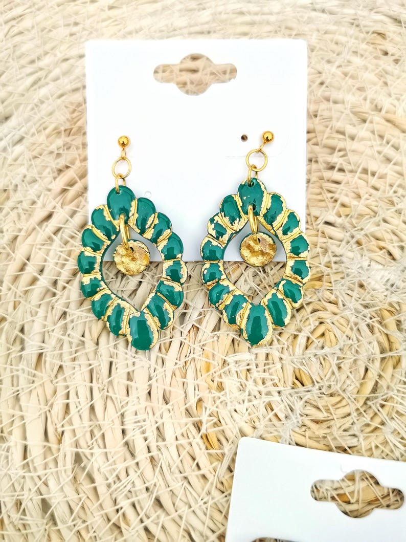 Green and Gold Christmas Collection - Polymer Clay and Stainless Steel ...