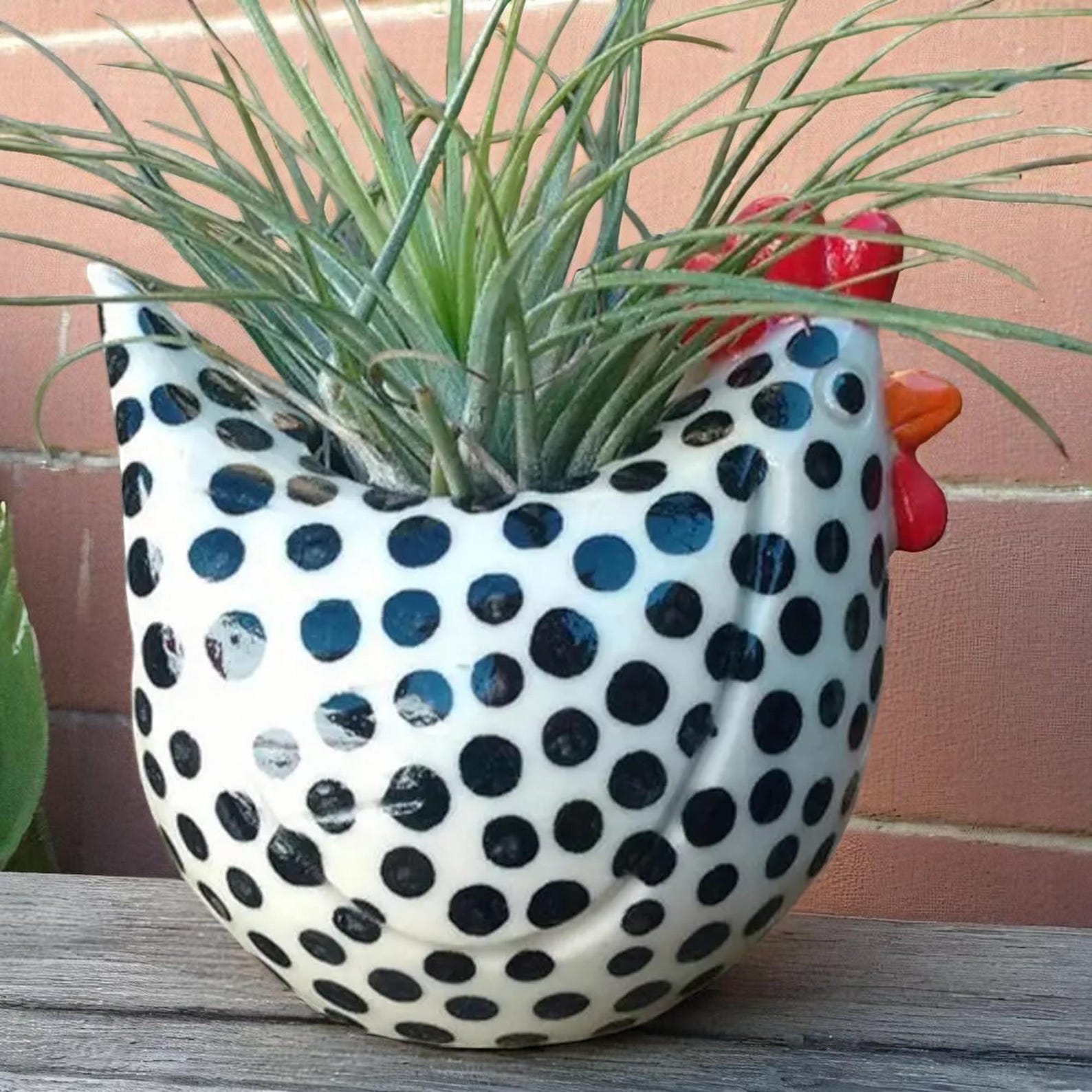 Funny Chicken Sculpture Plant Pot, Resin Statue Flower Vase, Garden ...