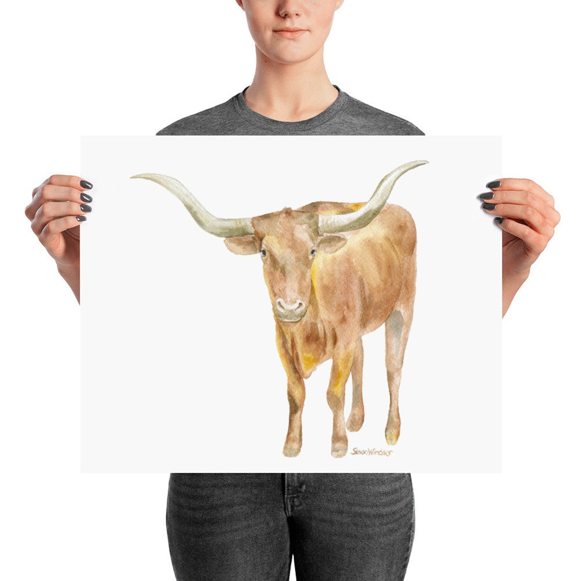 Longhorn Watercolor Painting Art Print Poster - Etsy