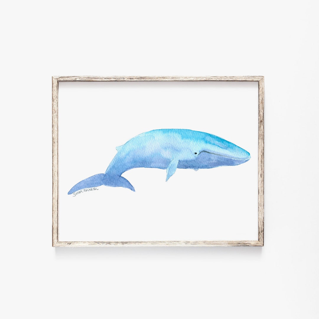 Blue Whale Watercolor Painting - Giclee Print - Fine Art Print Wall Art ...