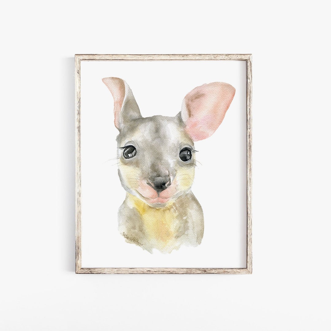 Kangaroo Watercolor Painting - Giclee Print Australian Animal Art ...