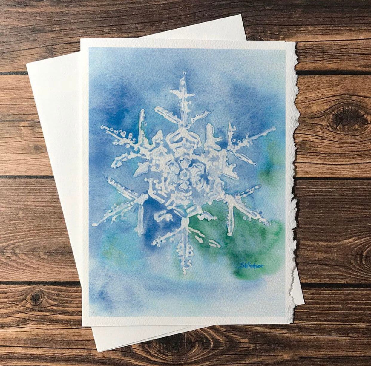 Snowflake Watercolor Painting Christmas Cards Set of 10 | Etsy UK