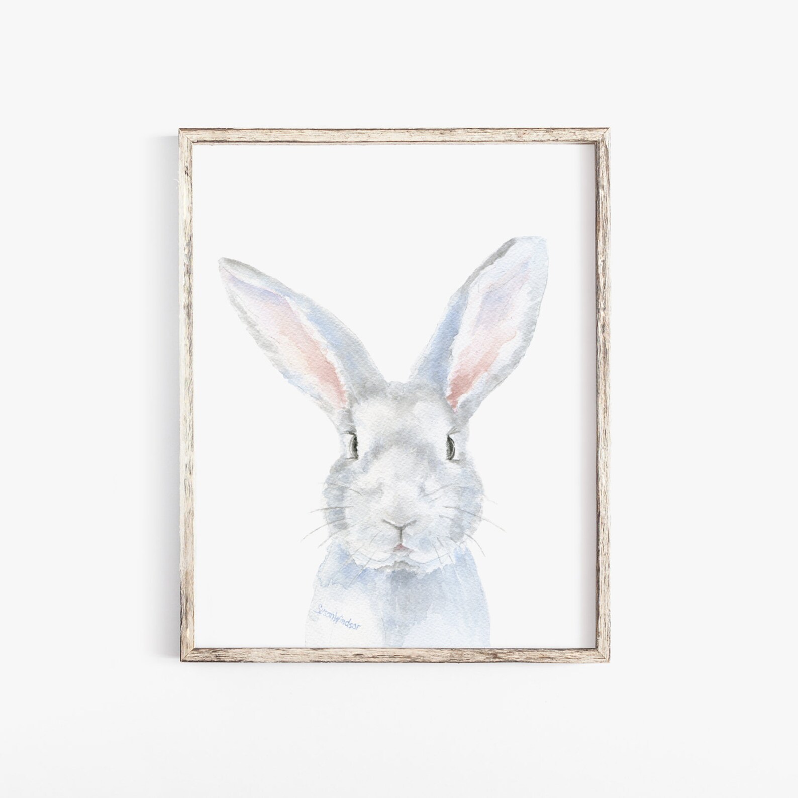 Gray Bunny Rabbit Watercolor Painting Animal Nursery Wall - Etsy