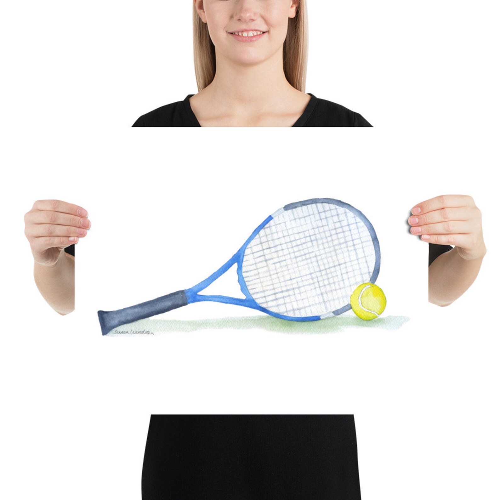 Tennis Ball and Racket Watercolor Large Poster Art Print - Etsy