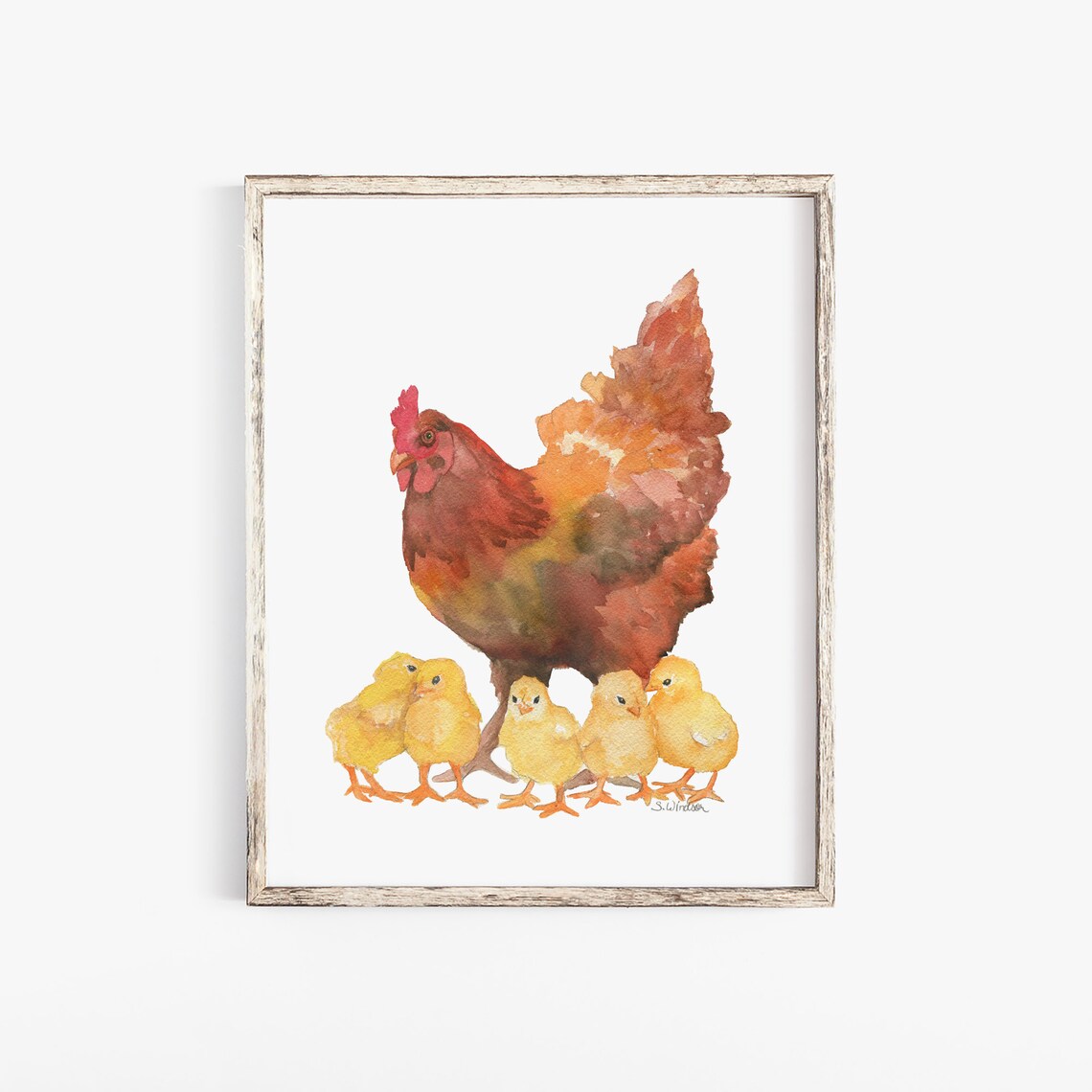 Hen and Chicks Watercolor Painting Fine Art Print - Etsy